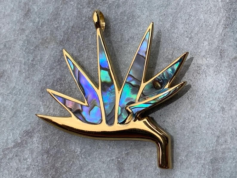 Pualani Collection - Bird of Paradise Pendant. Sterling, 18K Gold ...